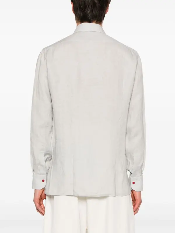 Kiton Spread-collar Linen Shirt