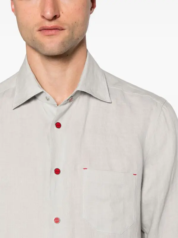 Kiton Spread-collar Linen Shirt