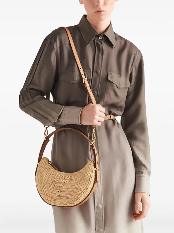 Prada Arqué Woven Raffia Shoulder Bag