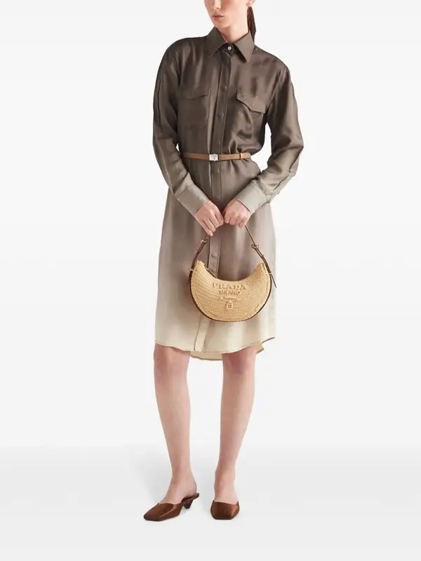 Prada Arqué Woven Raffia Shoulder Bag