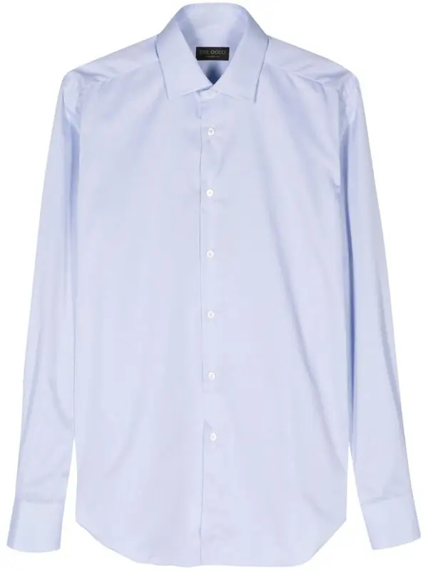 DELL'OGLIO Spread-collar Cotton Shirt - Blue