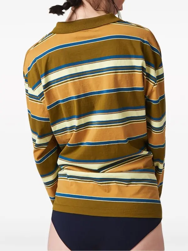 Miu Miu Striped Cotton Polo Shirt - Brown