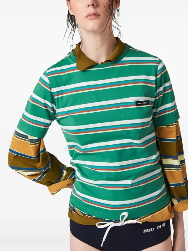 Miu Miu Striped Cotton T-shirt