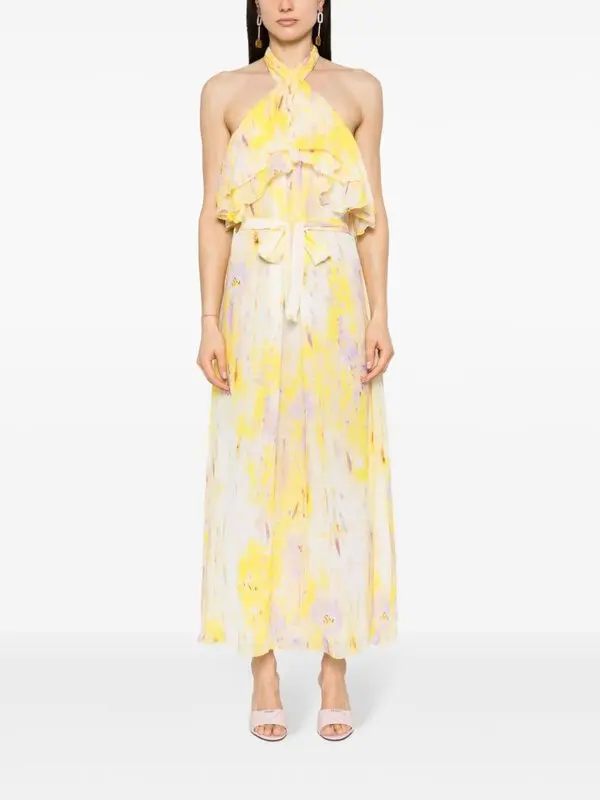MSGM Floral-print Maxi Dress - Yellow