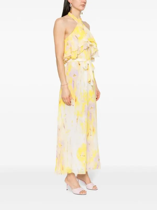 MSGM Floral-print Maxi Dress - Yellow