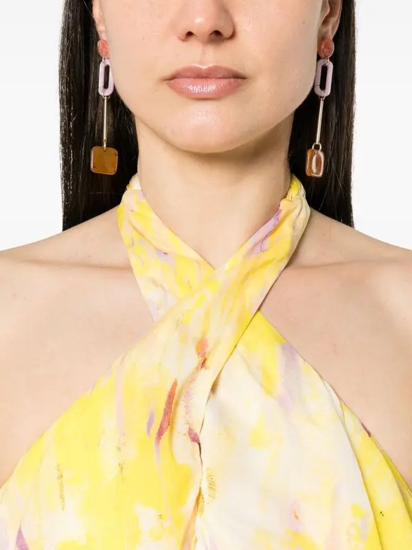 MSGM Floral-print Maxi Dress - Yellow