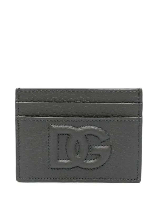 Dolce & Gabbana Embossed-logo Leather Cardholder - Grey