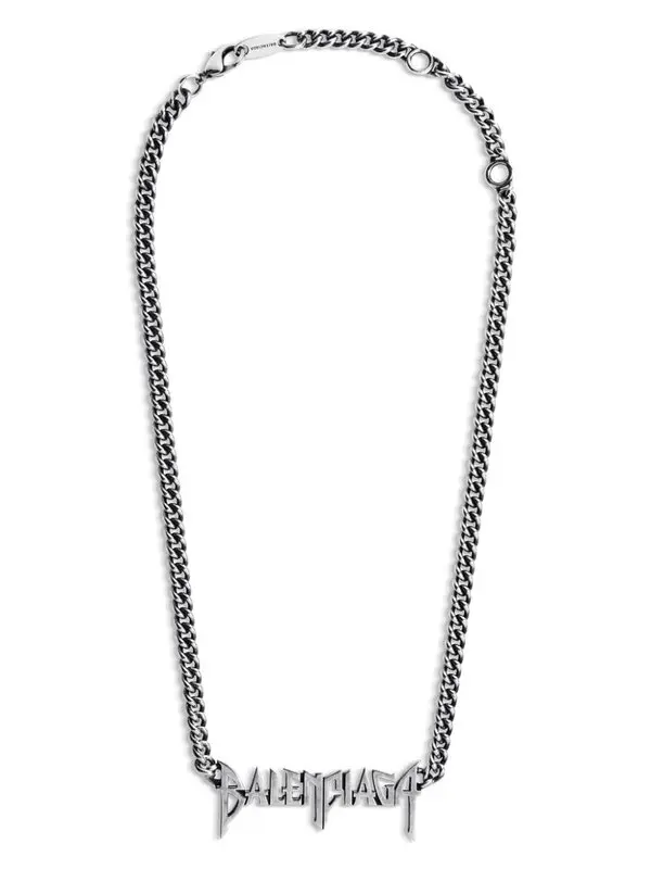 Balenciaga Typo Metal Chain Necklace - Silver