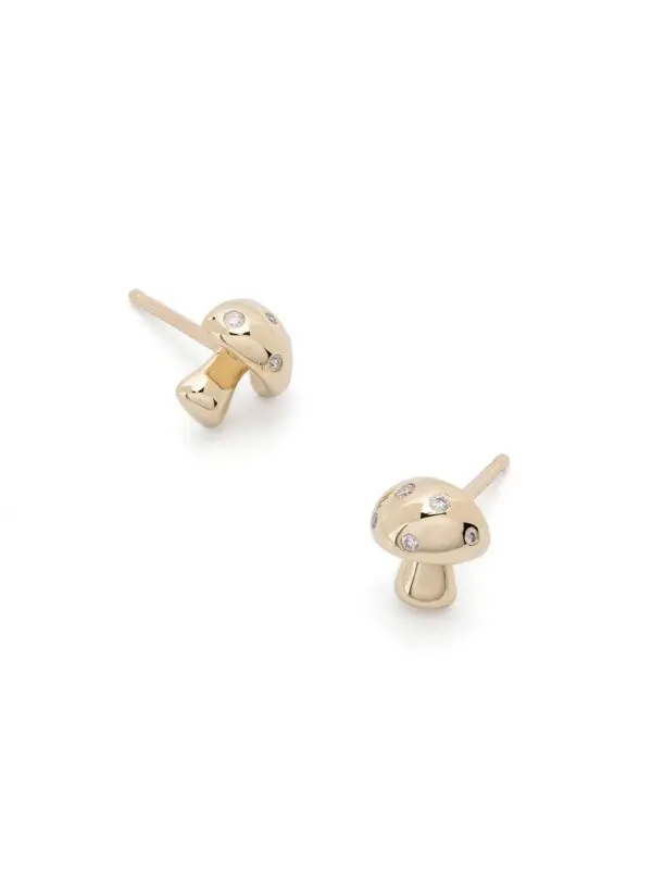 Adina Reyter 14kt Yellow Mushroom Diamond Stud Earrings