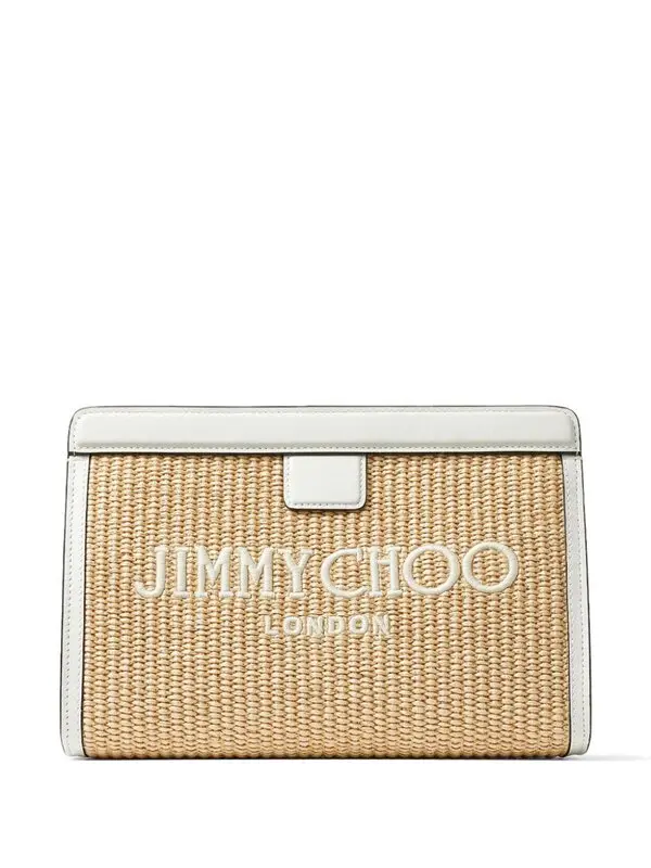 JIMMY CHOO Avenue Woven Clutch - Neutrals