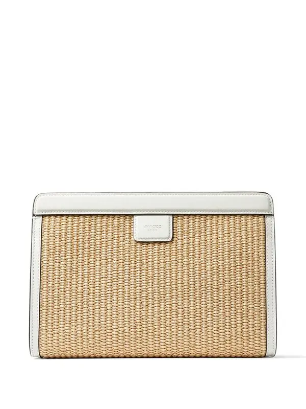 JIMMY CHOO Avenue Woven Clutch - Neutrals