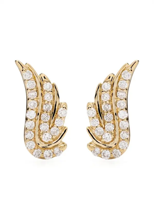 Adina Reyter 14kt Yellow Diamond Wing Stud Earrings - Gold