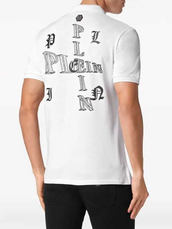Philipp Plein Wire Frame Crystal-embellished Polo Shirt - White