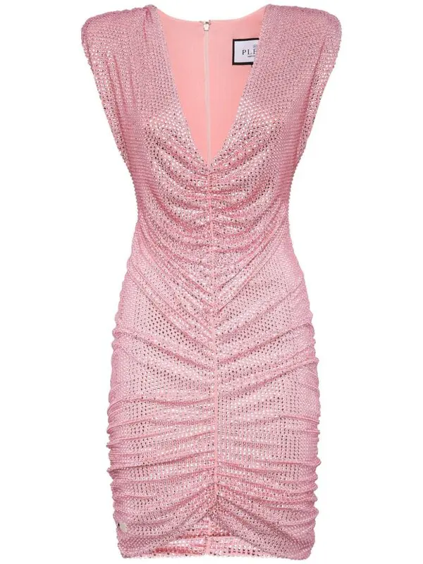 Philipp Plein Crystal-embellished Ruched Minidress