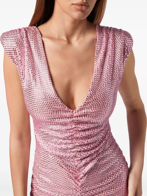 Philipp Plein Crystal-embellished Ruched Minidress