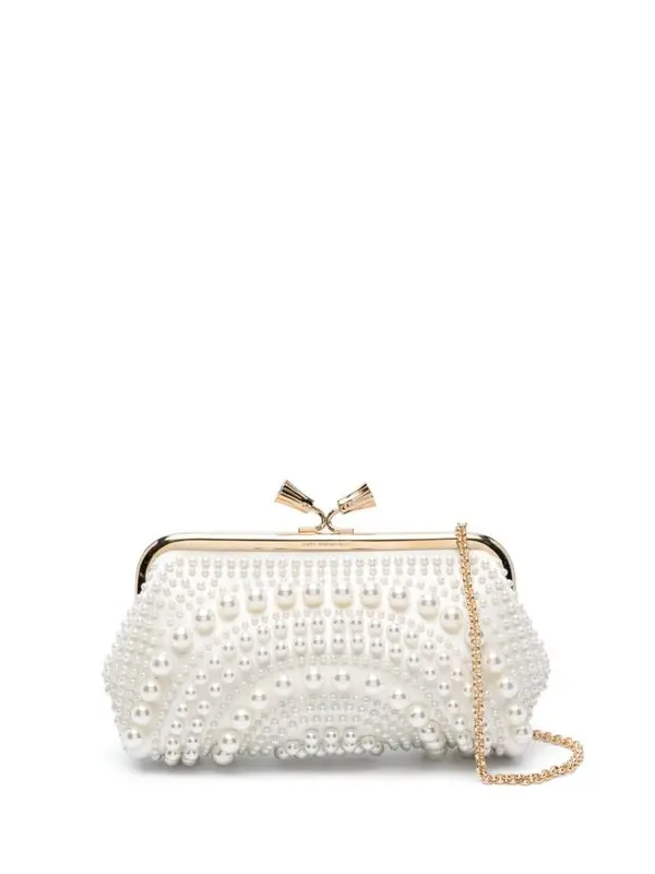 ANYA HINDMARCH Maud Pearl-embellished Clutch - Neutrals