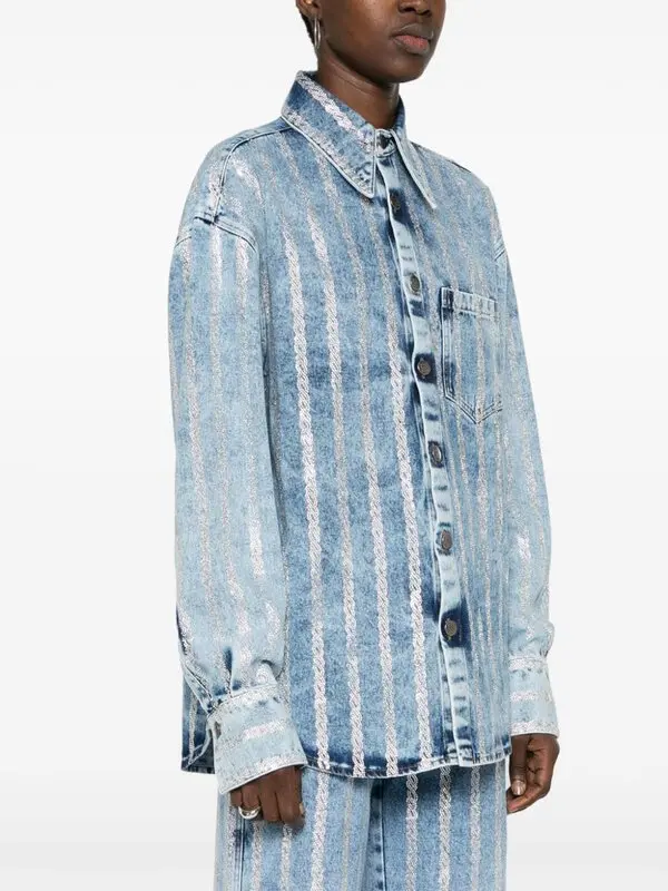 Giuseppe Di Morabito Crystal-embellished Denim Shirt