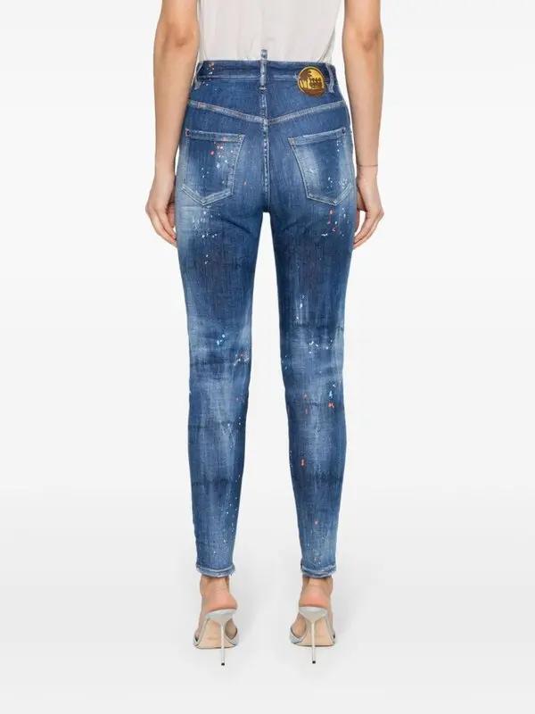 Dsquared2 Paint-splatter Distressed Tapered Jeans - Blue