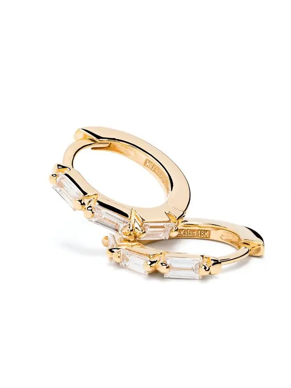 SUZANNE KALAN 18kt Yellow Triple Diamond Hoop Earrings - Gold
