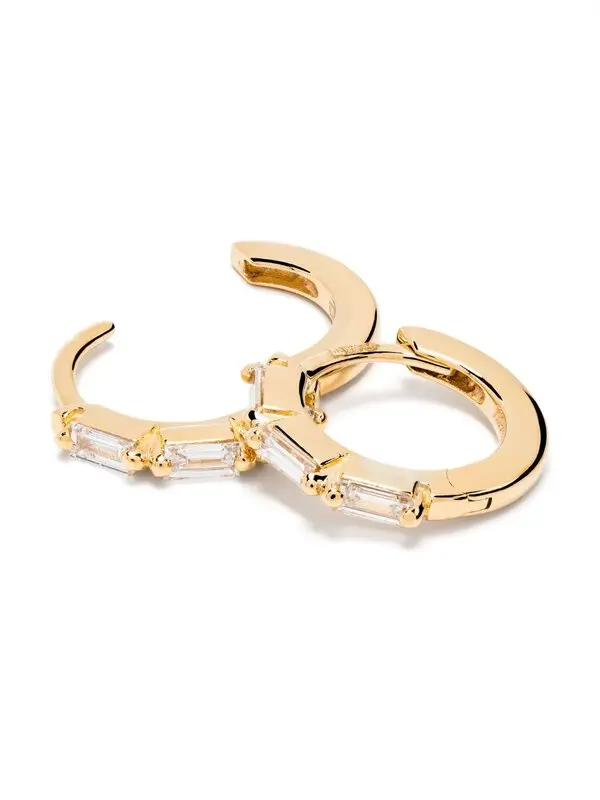 SUZANNE KALAN 18kt Yellow Triple Diamond Hoop Earrings - Gold