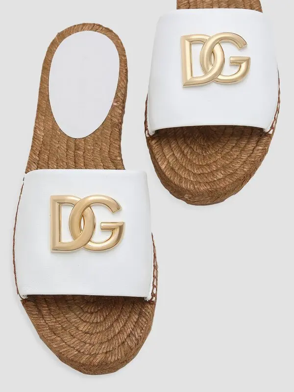 Dolce & Gabbana Dg Leather Espadrille Sandals - White