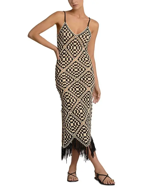Elan Crochet Maxi Dress - Black White