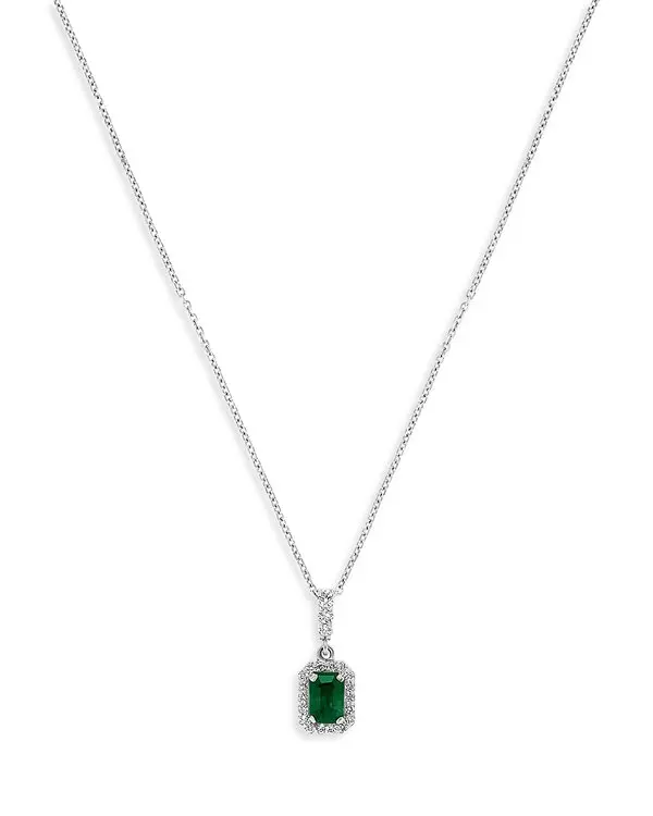 Bloomingdale'S Emerald And Diamond Pendant Necklace - Green/white