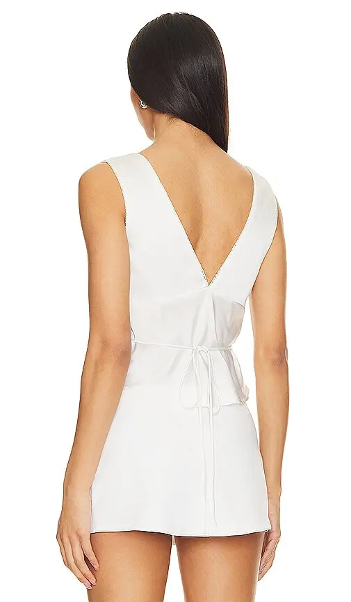 NIA Celia Rosette Satin Top - White