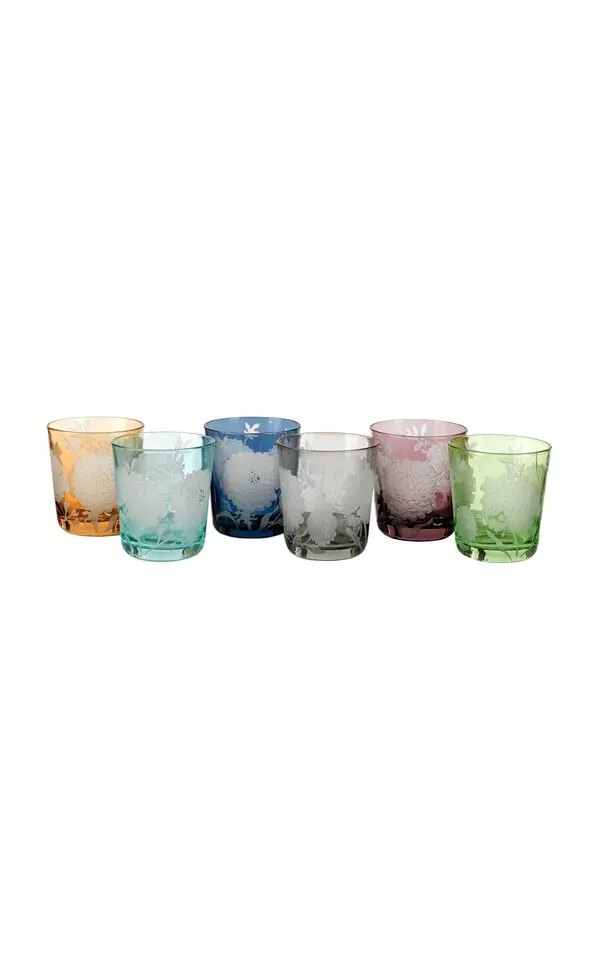 POLSPOTTEN Set-of-six Glass Peony Tumblers