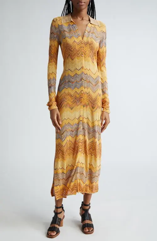 chevron maxi dress long sleeve Valentino