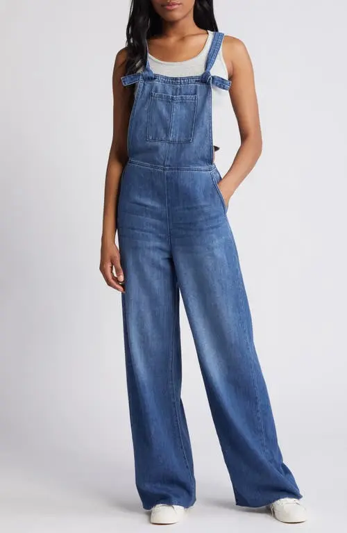 HIDDEN JEANS Frayed Hem Denim Overalls - Dark Wash