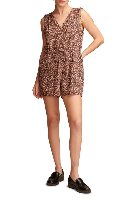 Lucky Brand Floral Print Sleeveless Romper - Peach Whip Multi