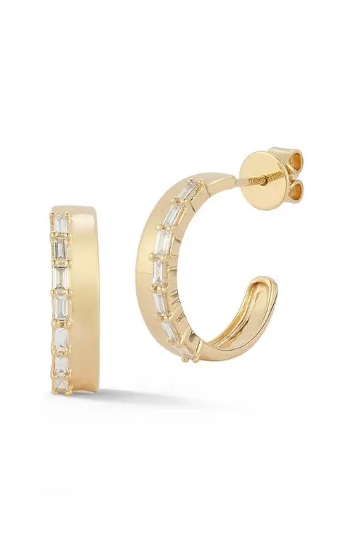 DANA REBECCA DESIGNS Sadie Baguette Diamond Hoop Earrings - Yellow Gold