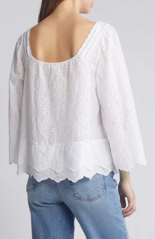 Caslon Cotton Eyelet Top - White
