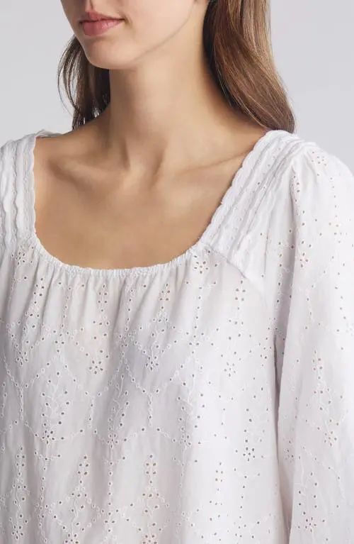Caslon Cotton Eyelet Top - White