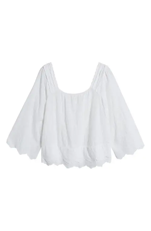 Caslon Cotton Eyelet Top - White