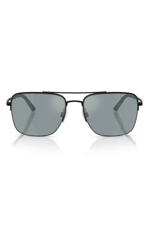 Oliver Spencer Roger Federer Polarized Pilot Sunglasses - Matte Black / Black