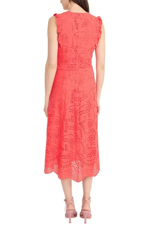 maaji bridget embroidered eyelet midi dress Short-Sleeve Long Formal Dress 38868 with Train Fuchsia / 00 main image 1