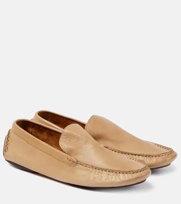 THE ROW Lucca Leather Loafers - Beige