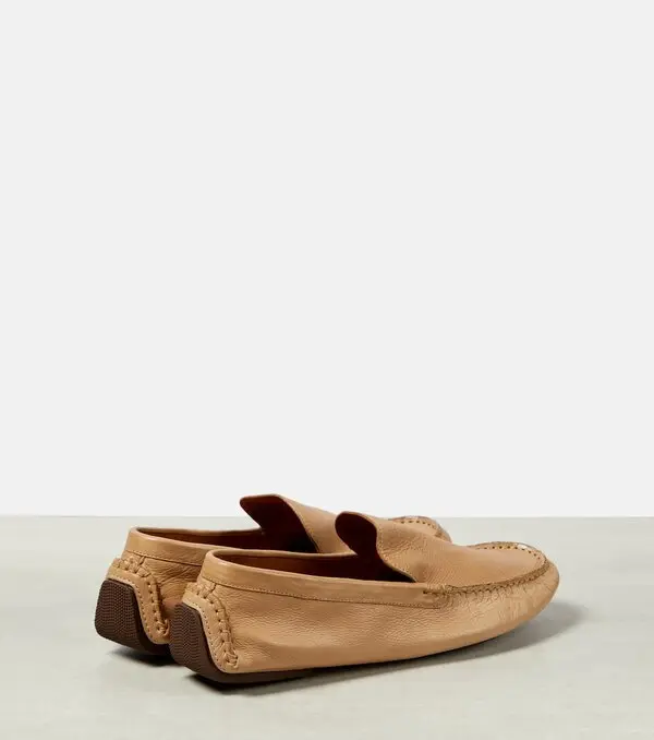 THE ROW Lucca Leather Loafers - Beige