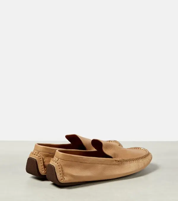 THE ROW Lucca Leather Loafers - Beige