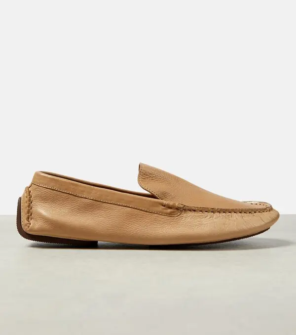 THE ROW Lucca Leather Loafers - Beige