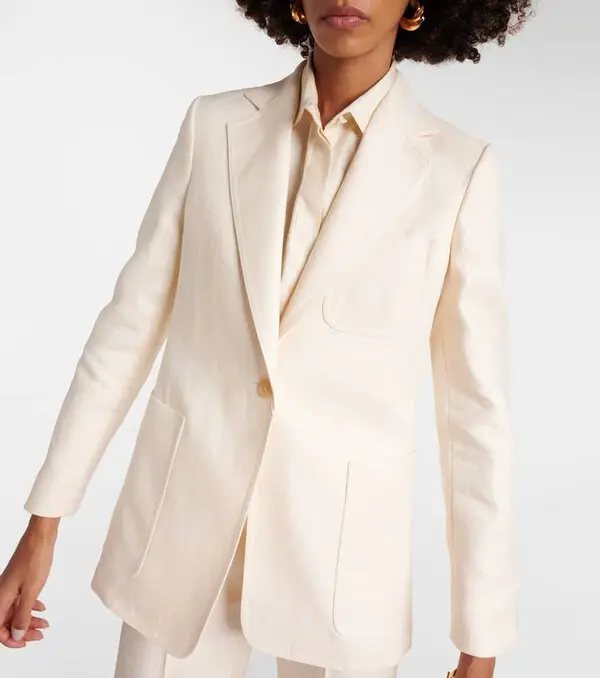 Max Mara Boemia Linen Twill Blazer - White