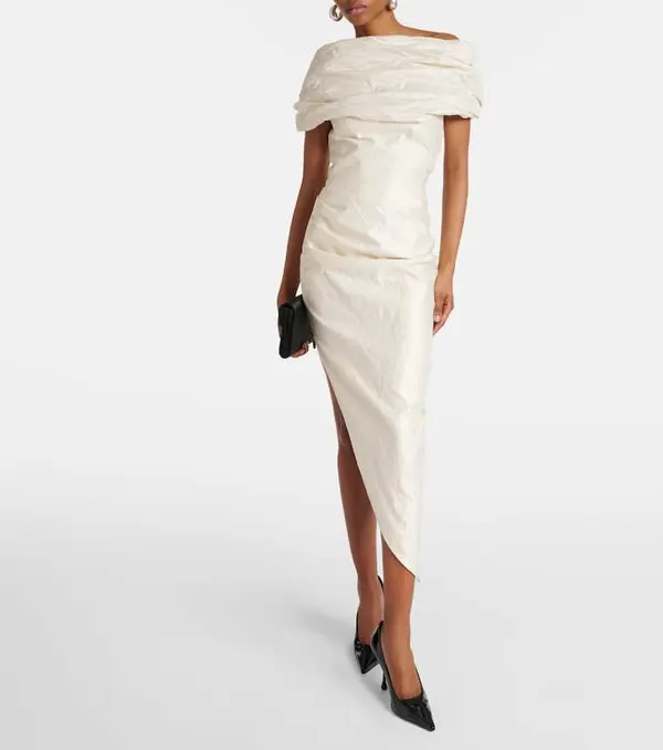 Maticevski Amber Draped Midi Dress - White