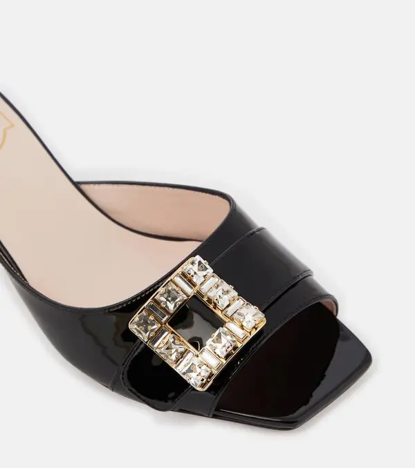 ROGER VIVIER Bikiviv Embellished Patent Leather Mules - Black
