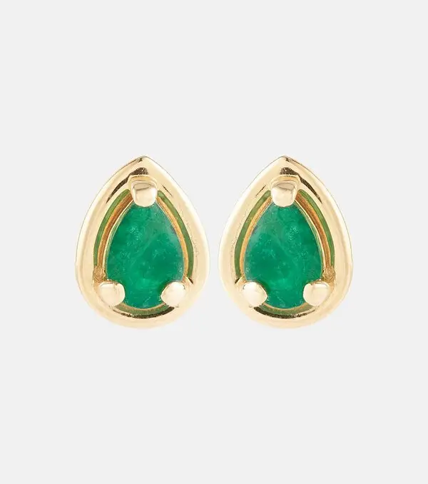 STONE AND STRAND 14kt Gold Earrings With Emeralds - Green