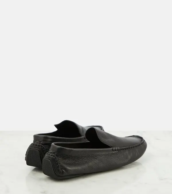 THE ROW Lucca Leather Moccasins - Black