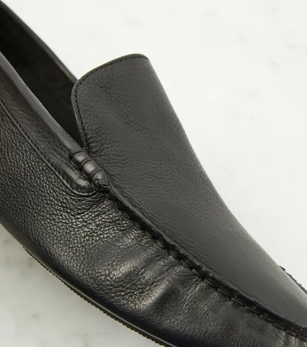 THE ROW Lucca Leather Moccasins - Black