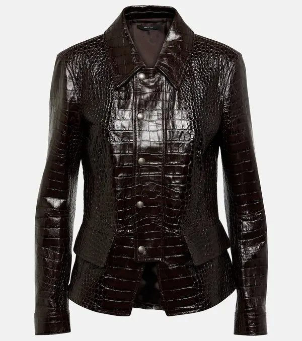TOM FORD Croc-effect Leather Jacket