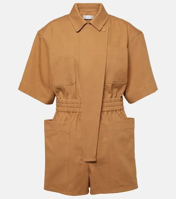 Max Mara Angora Cotton Drill Playsuit - Brown